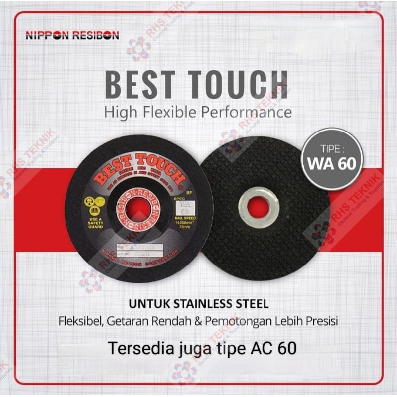 Jual Batu Gerinda Flexible Nippon Resibon Best Touch 4 inch WA60/AC60 ...