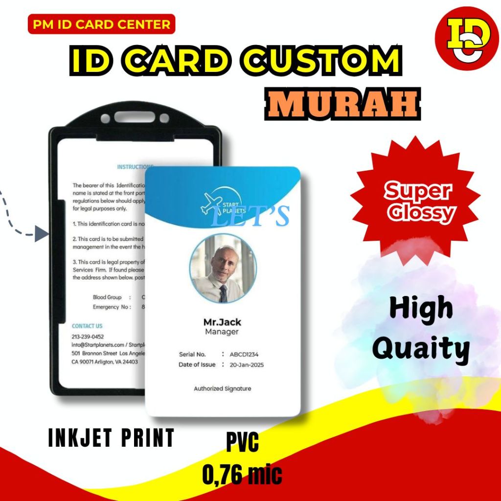 Jual Cetak ID Card Custom Super Glossy Name Tag Member Card Murah Kualitas bagus bahan Pvc ...