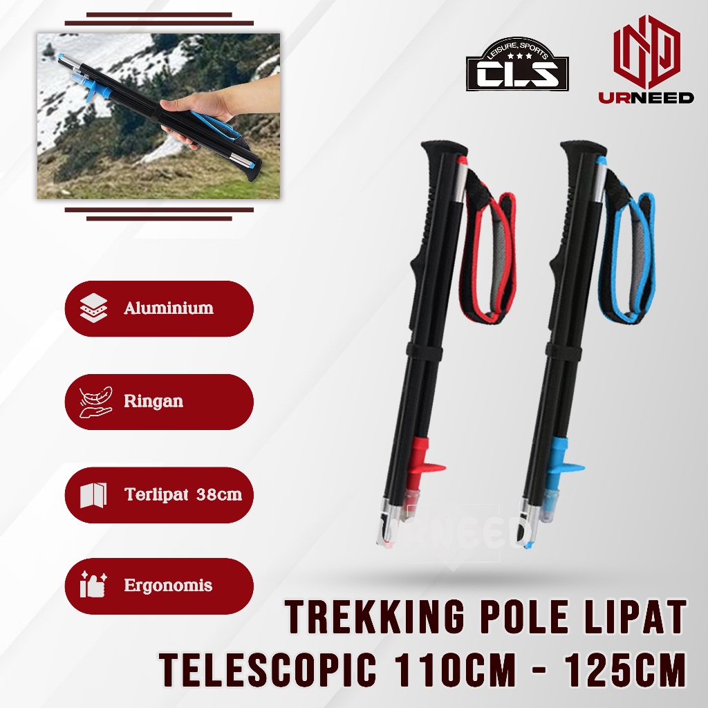 Jual CLS Trekking Pole Lipat Aluminium Aloy 7075 Four Section ...