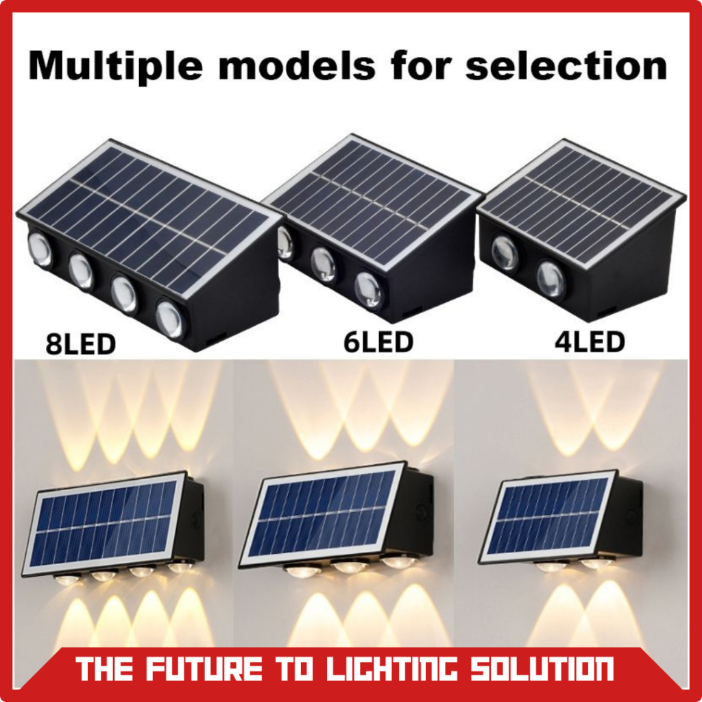 Jual 【COD】Lampu Dinding Tenaga Surya LED Luar Ruangan Tahan Air Sensor LED 4/6/8 Warna Hangat ...