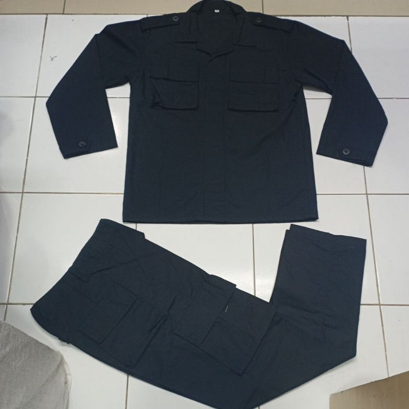Jual baju pdl hitam stelan bahan ripstok tebal sritex | Shopee Indonesia