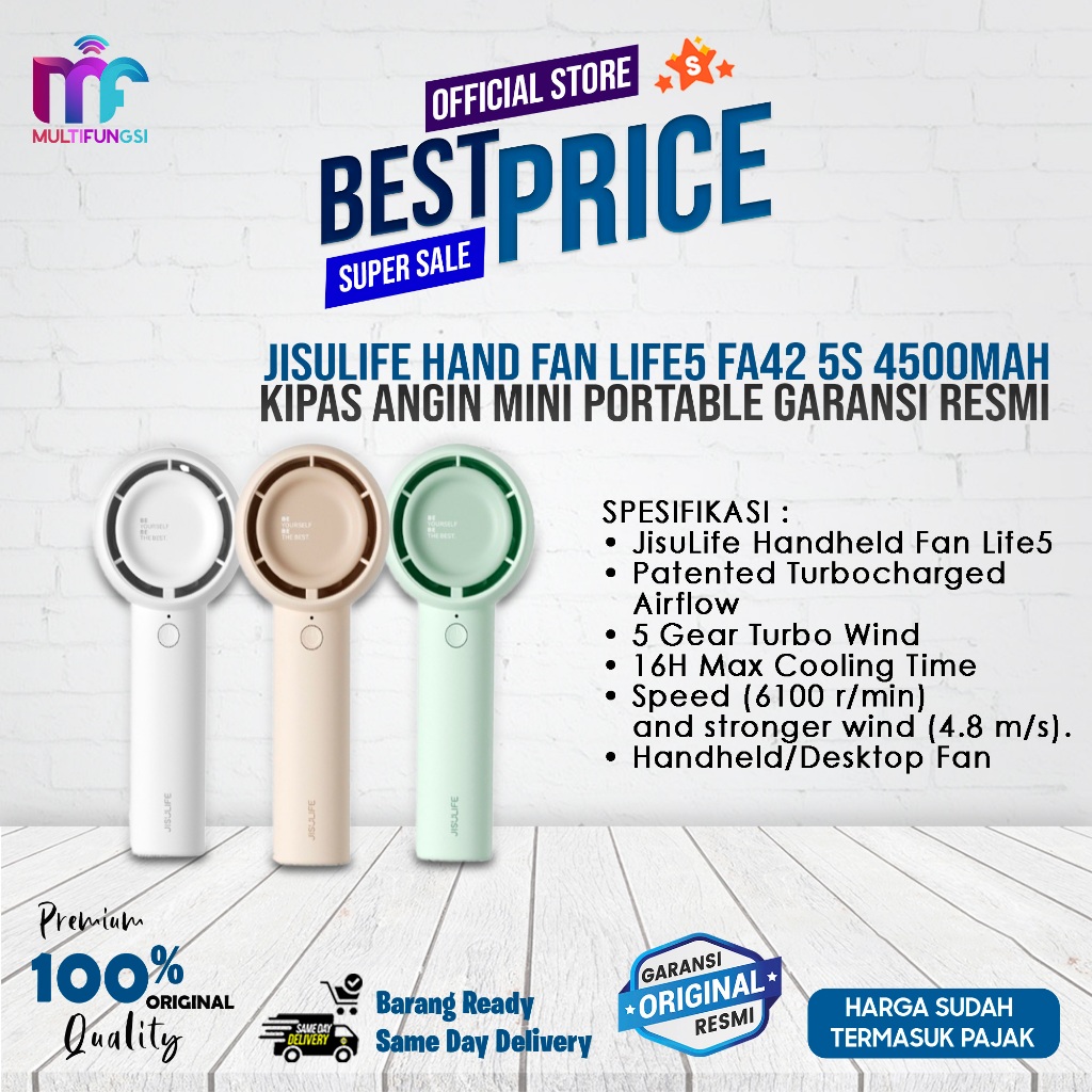 Jual Jisulife Hand Fan Life5 FA42 5S 4500mAh Kipas Angin Mini Portable ...