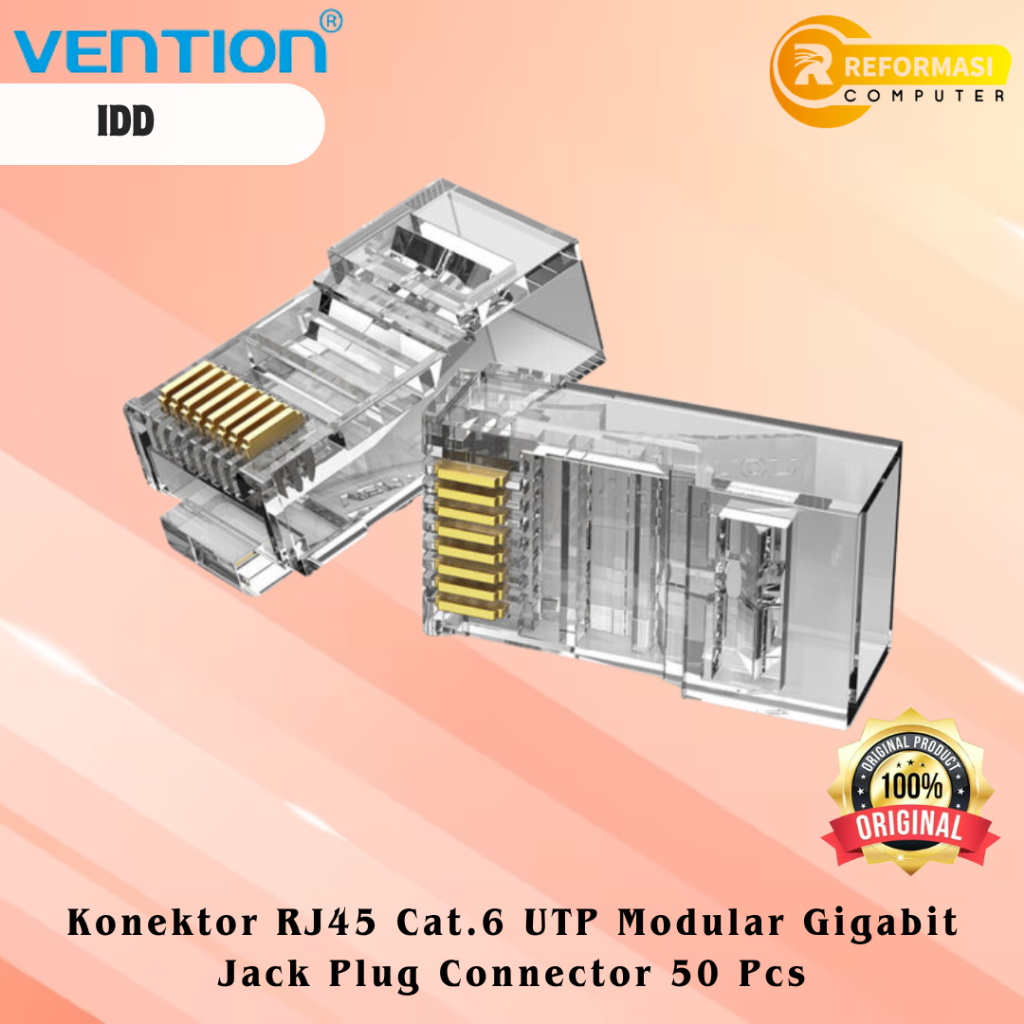 Jual VENTION RJ45 Vention Modular Connector RJ45 UTP CAT6 IDD 50 Pcs ...