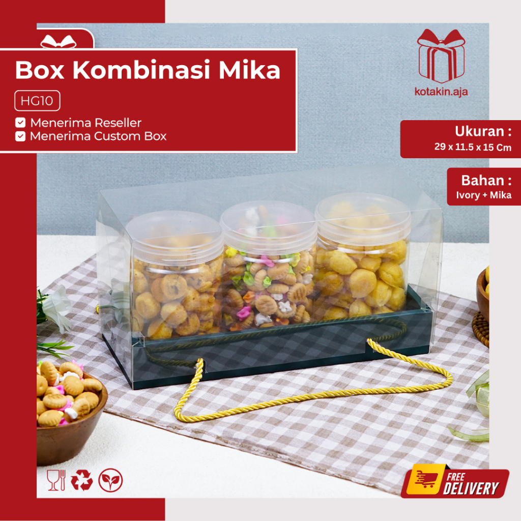 Jual Box Mika Tali / Box Mika Toples Isi 3 / Kotak Mika Cookies / Box ...