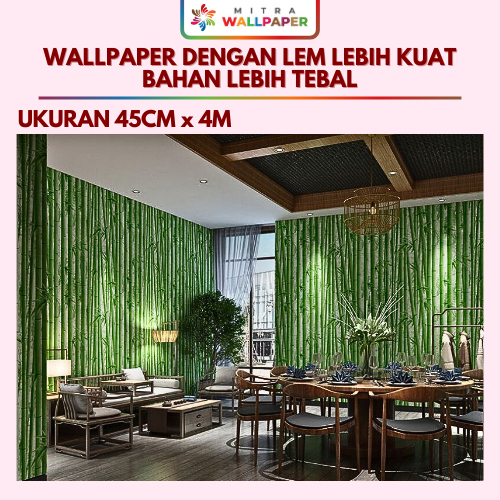 Jual COD [Bayar Di Tempat] Wallpaper Dinding Ruang Tamu Aestetic Bambu Hijau Wallpaper Dinding ...