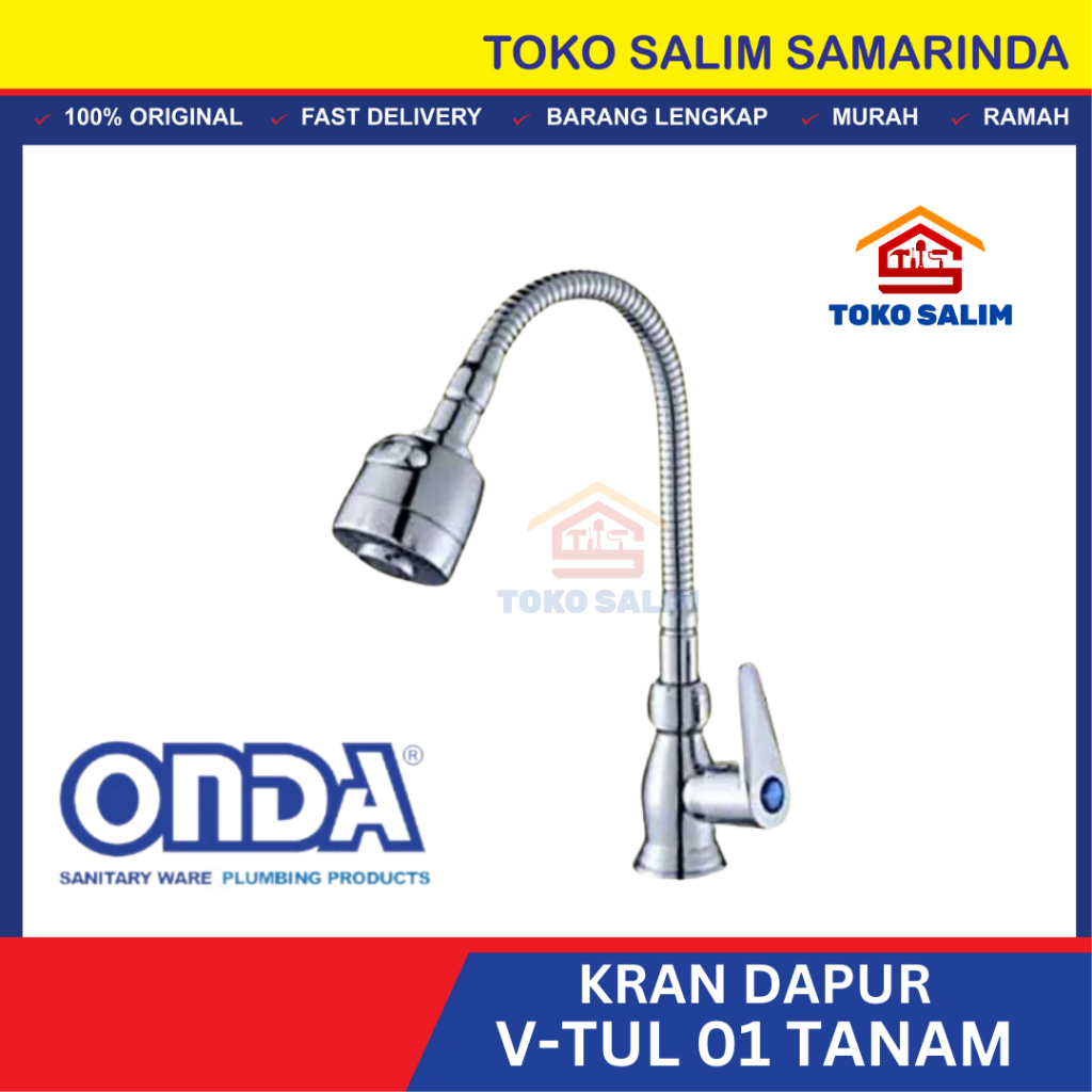 Jual Kran Dapur Onda V Tul Flexi 02 Tanam 1/2” - Keran Sink Cuci Piring Vtul Fleksibel Leher ...