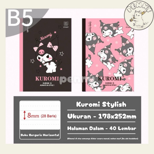 Jual Buku Tulis KUROMI SANRIO KINBOI [1 PCS] B5 8mm Original Sanrio ...