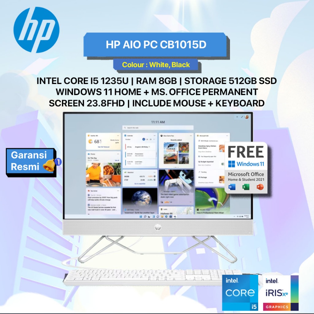 Jual HP ALL IN ONE PC INTEL CORE I5 1235 8GB 512GB W11+OHS 23.8FHD ...