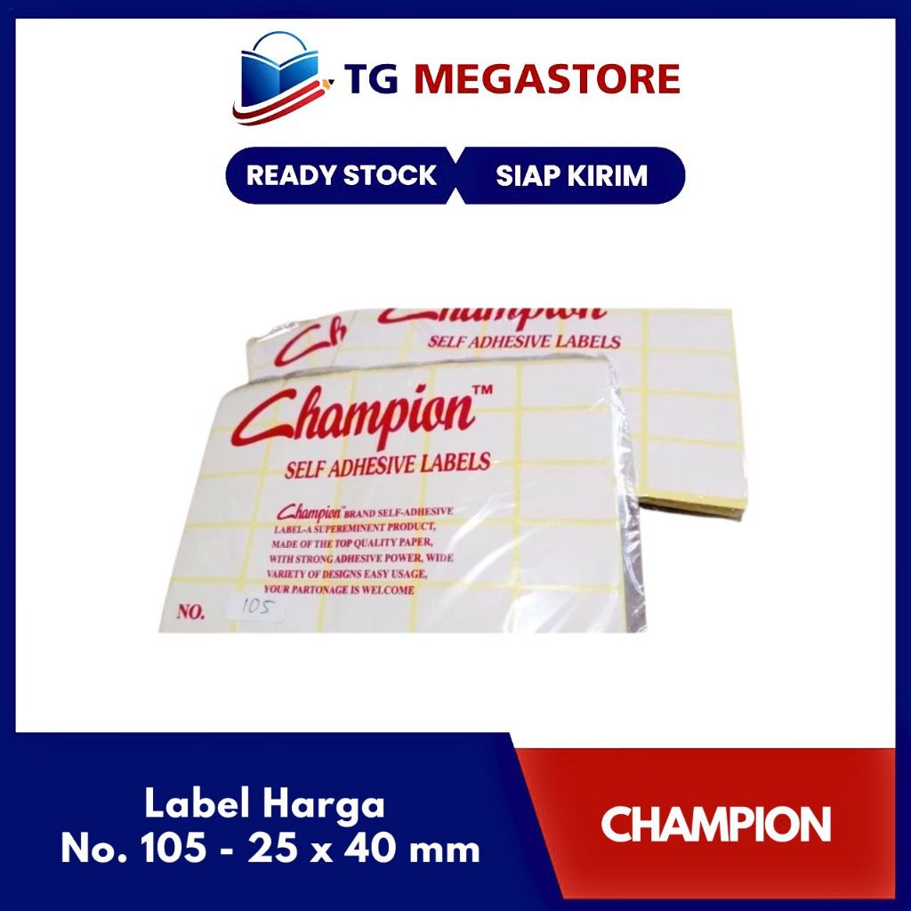 Jual Label Harga Champion No. 105 - 25 x 40 mm | Shopee Indonesia