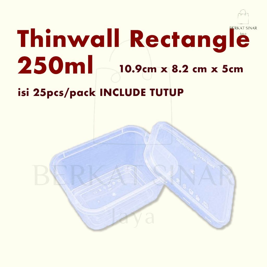 Jual Thinwall Rectangle / Persegi Panjang 250ml Isi 25 pcs | Shopee Indonesia