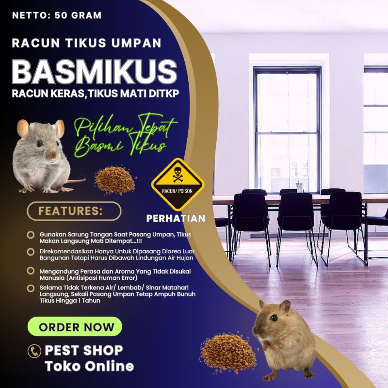 Jual BASMIKUS 50 Gram, Umpan Racun Tikus AMPUH basmi Tikus Atap, Got ...