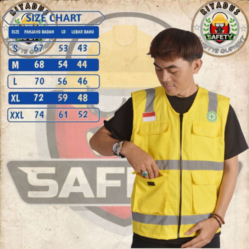 Jual rompi vest safety first/rompi k3/rompi lapangan/rompi proyek ...
