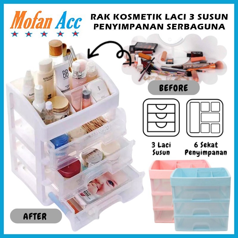 Jual Rak Kosmetik Laci 3 Susun / Storage Box Drawer / Kotak Penyimpanan ...