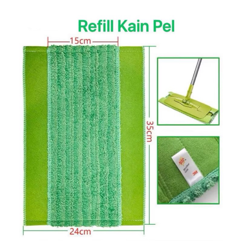 Jual 3М Scotch-Brite Pel Clip Microfiber Teleskopik Refill. Refill Kain ...