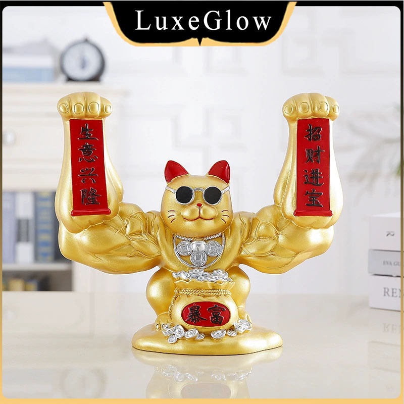 Jual Patung kucing hoki bergerak Patung kucing hoki berotot lucky cat ...