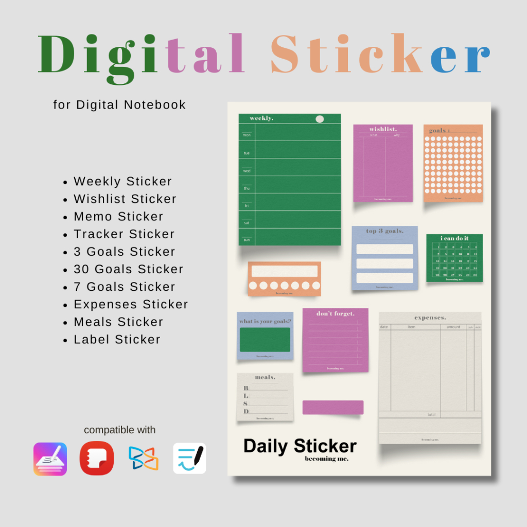 Jual Daily Digital Sticker Samsung Notes Goodnotes Template Sticker ...