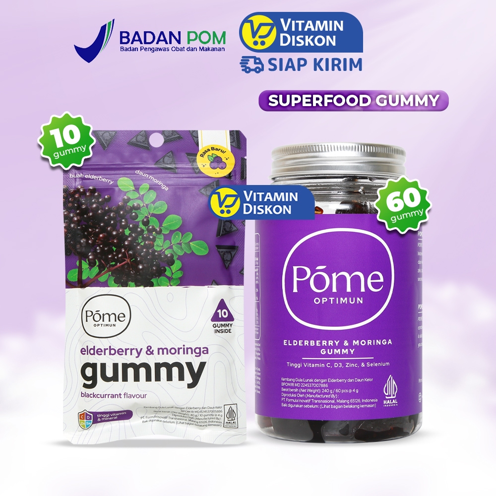 Jual POME OPTIMUN ELDERBERRY AND MORINGA WITH VIT C, D, ZINC AND ...