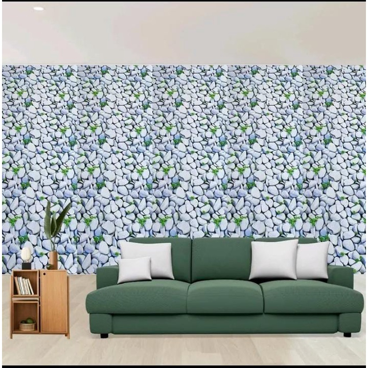 Jual Wallpaper Dinding Motif Batu Krikil Koral Putih Ukuran 45CM X ...