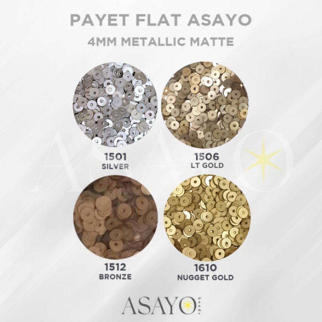 Jual Payet Asayo Metallic Mate 3mm / 4mm / Flat / 50gr / Sequin ...