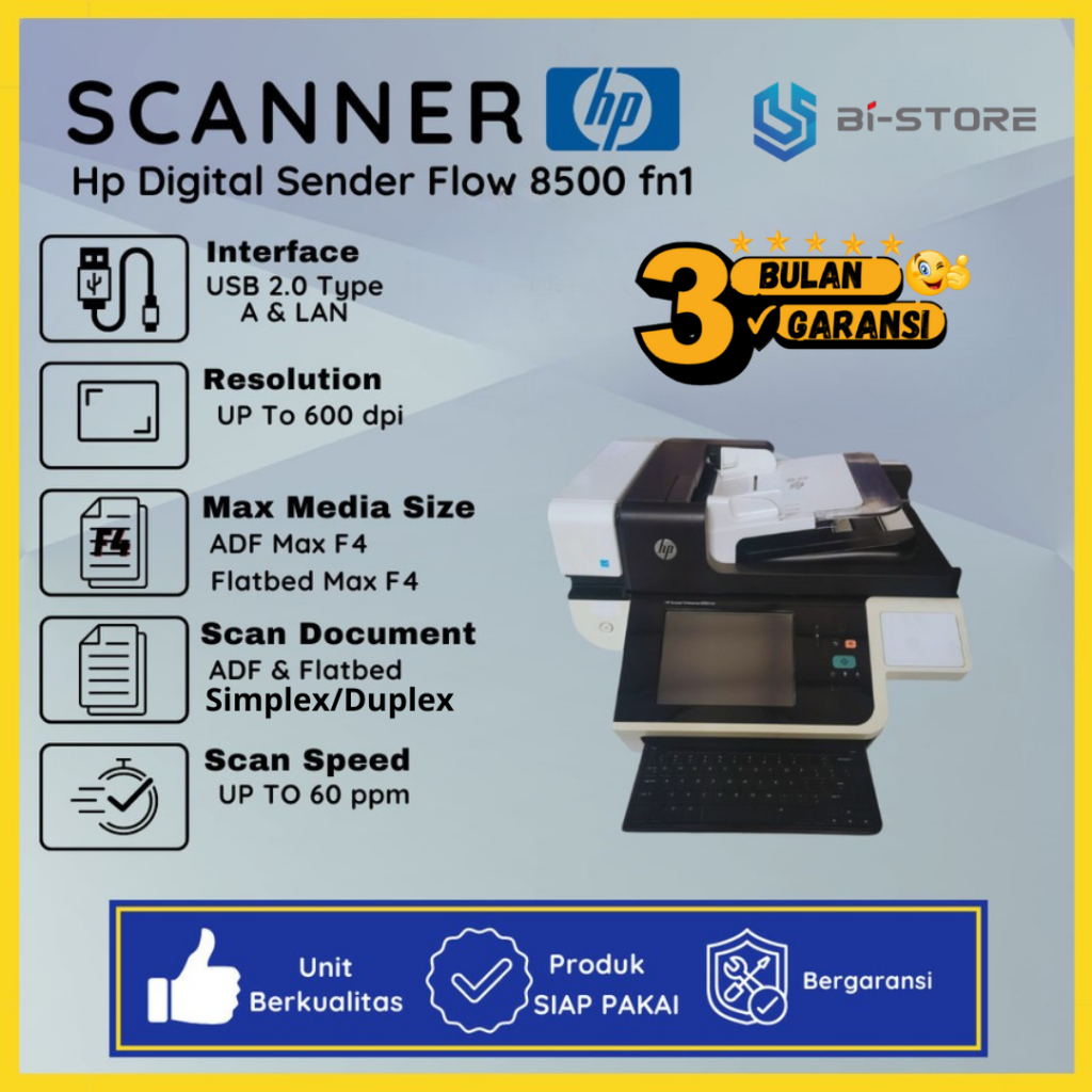 Jual Scanner F4 Hp Digital Sender Flow 8500 fn1 High Speed Scan up to ...
