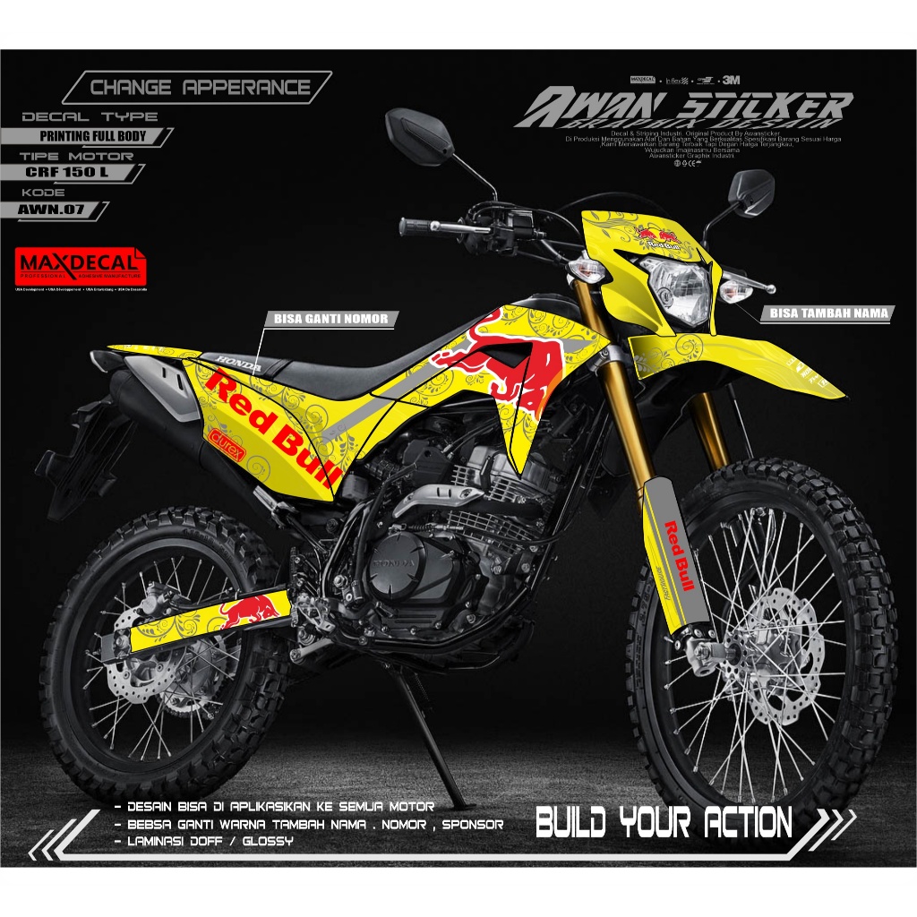 Jual Sticker decal crf 150 L/ Decal crf custom RACING super glosy AWN ...