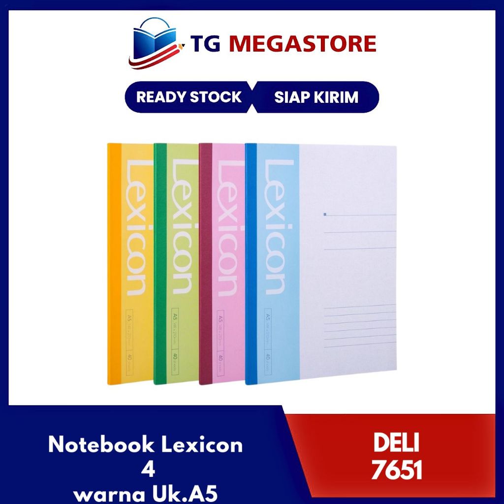 Jual Notebook DELI Lexicon Adhesive Bound 4 warna Uk.A5 - 7651 | Shopee ...