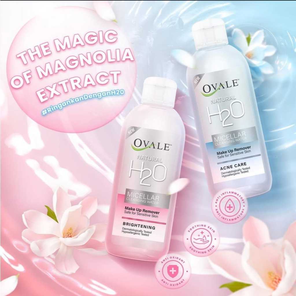 Jual Ovale Natural H2O Micellar Cleansing Water Brightening | Acne Care ...