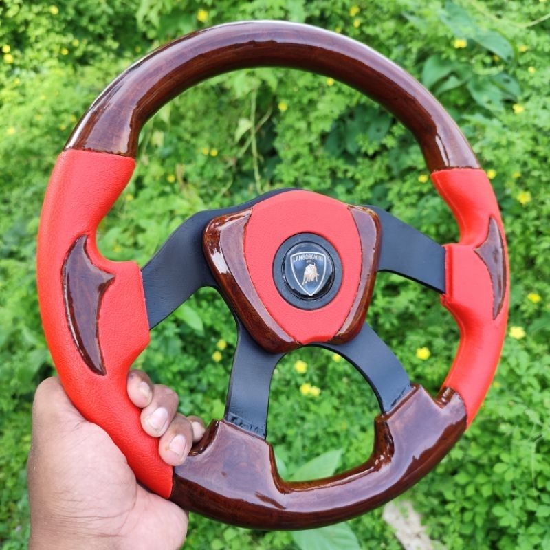 Jual Setir mobil racing motif kayu ukuran 14 inchi dengan lapisan epoxy ...