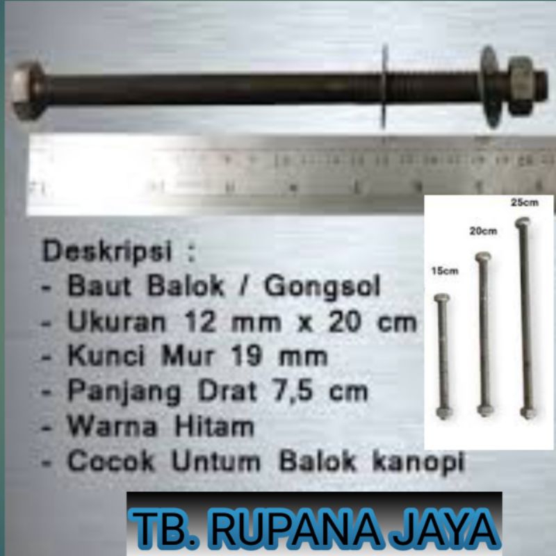 Jual Baut Balok Kayu / Baut Blandar Kunci 19 Panjang 25cm, 20cm dan ...