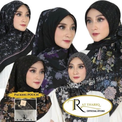 Jual Paket 3pcs Hijab Azara Black edition Logo Metal Swarovsky Pouch ...