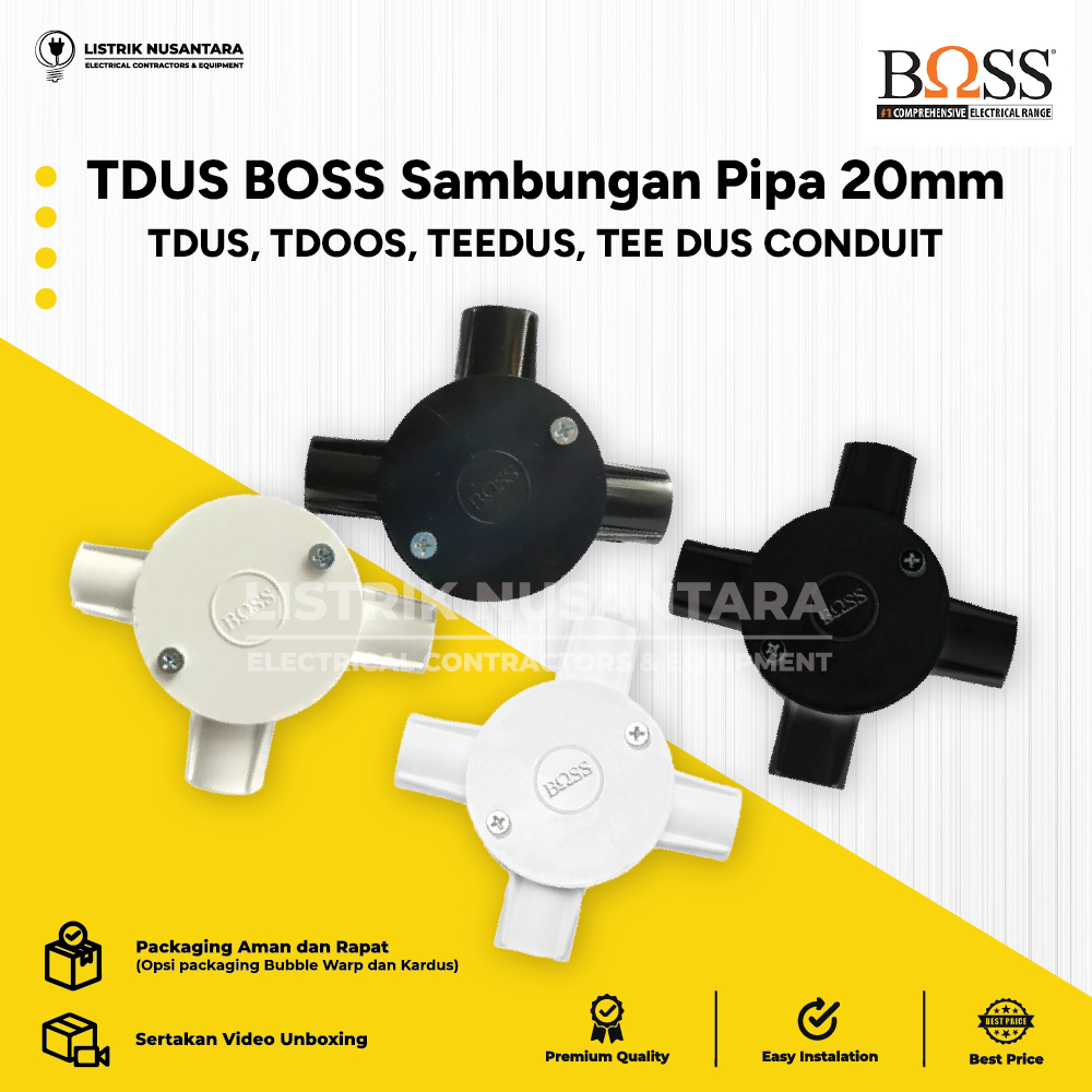 Jual T Dus Cabang 3 dan 4 BOSS Tee Doos Hitam Putih Sambungan Pipa 20mm ...