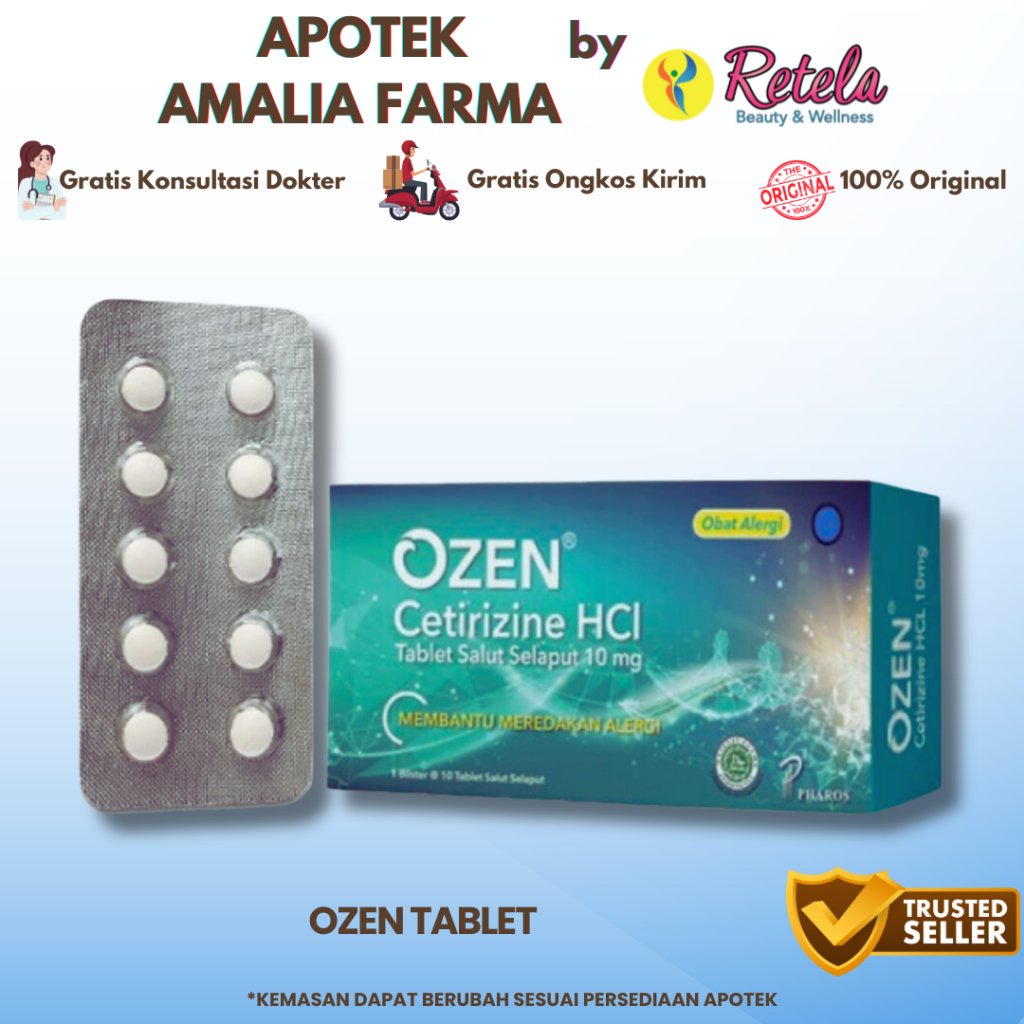 Jual OZEN 10 MG BLISTER 10 TABLET/CETIRIZINE/ANTI HISTAMINE/ANTI ALERGI ...