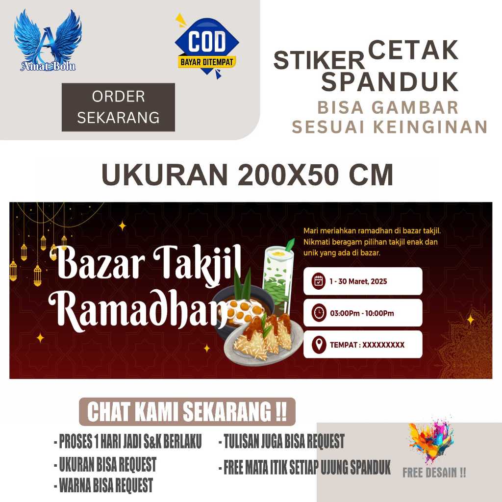 Jual Cetak Spanduk Banner BAZAR TAKJlL Costom Desain | Shopee Indonesia