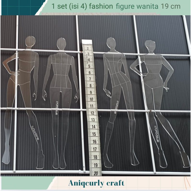 Jual 1 set ( isi 4 pcs ) penggaris fashion figure/proporsi tubuh wanita ...