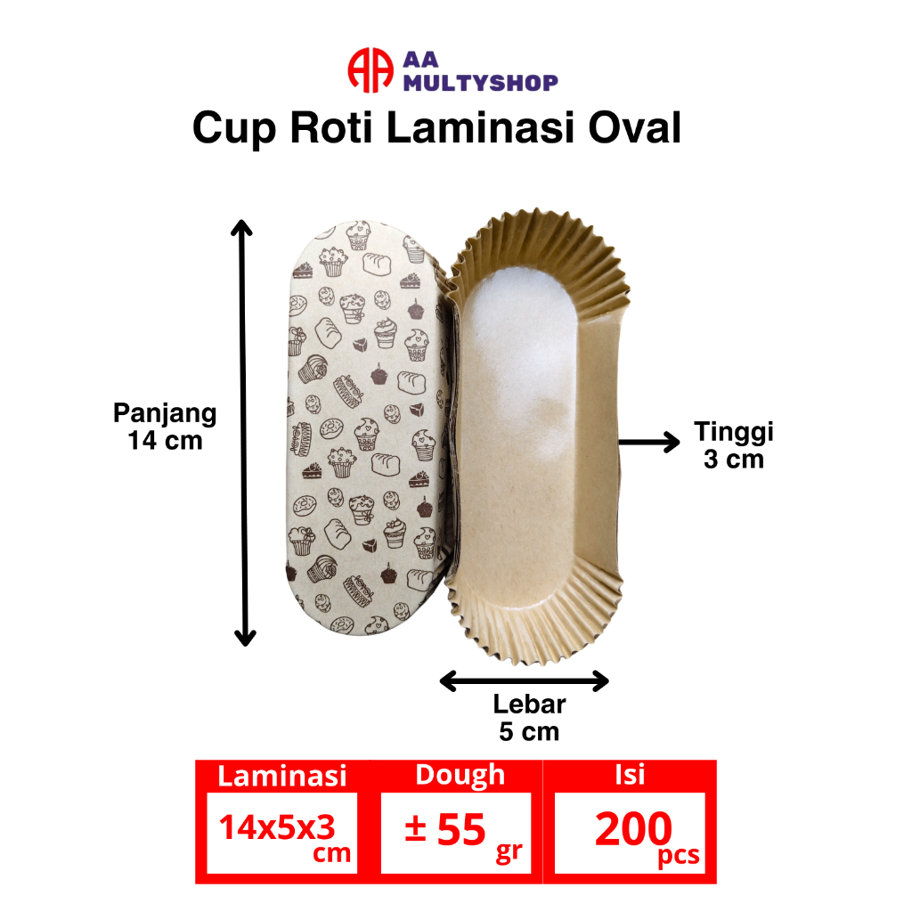 Jual Cup Roti Laminasi Oval Isi 200 pcs | BROWN CAKE NICOLE | Shopee ...