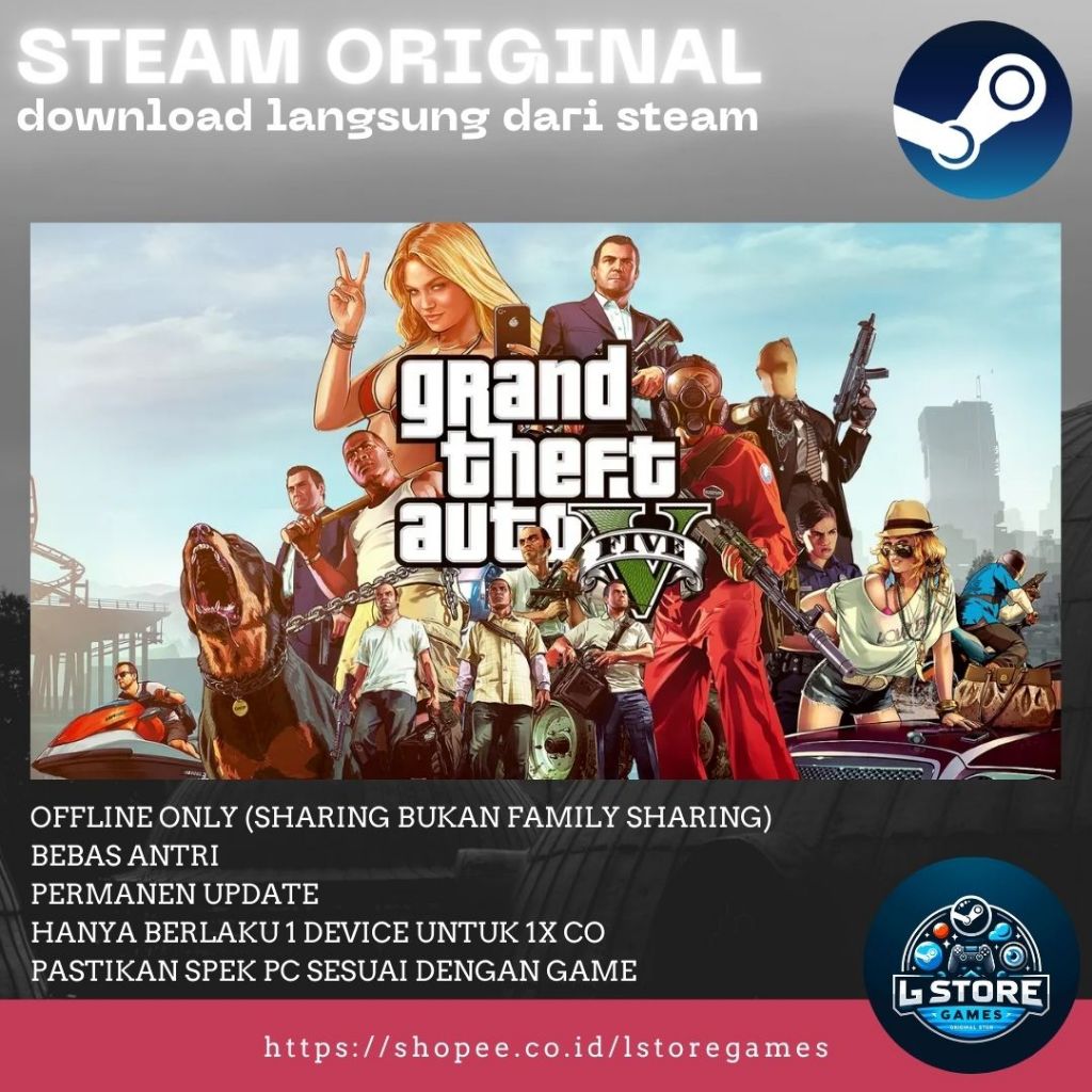 Jual Grand Theft Auto V Enhanced GTA V GTA 5 Original PC Game Offline ...