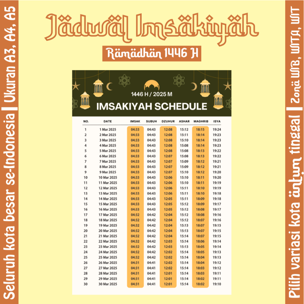 Jual [RUANG KREATIF] - MINIMALIST - Kalender Imsakiyah Puasa Ramadan ...