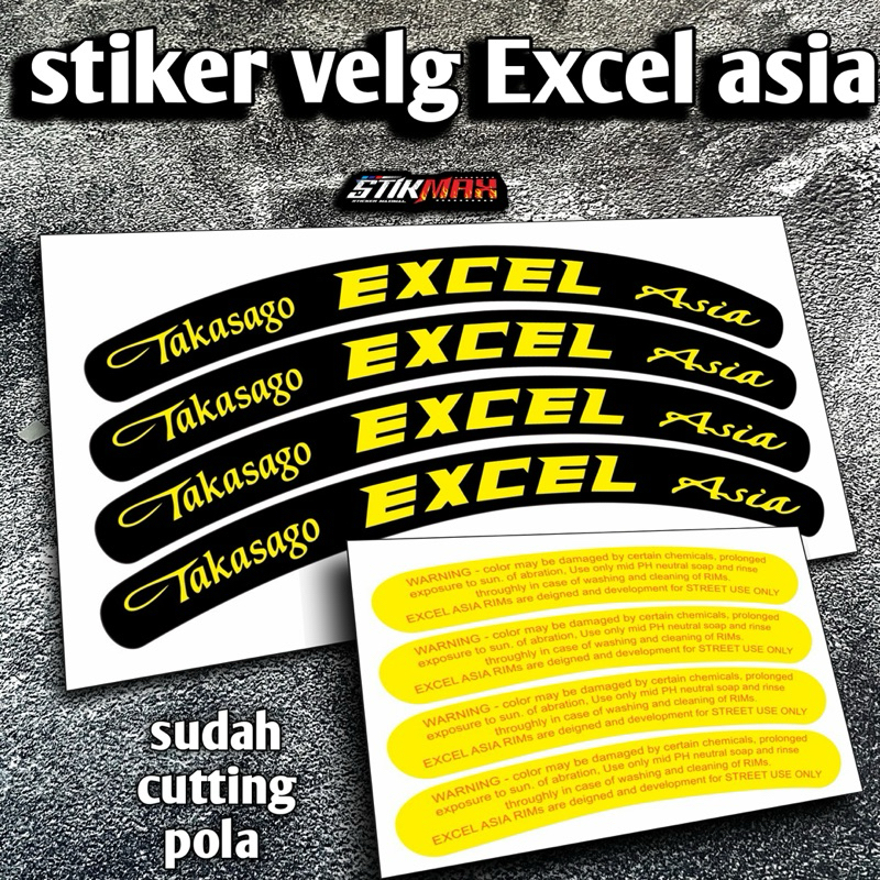 Jual STIKMAX | STIKER VELG TAKASAGO EXCEL ASIA PRINT HITAM KUNING ...