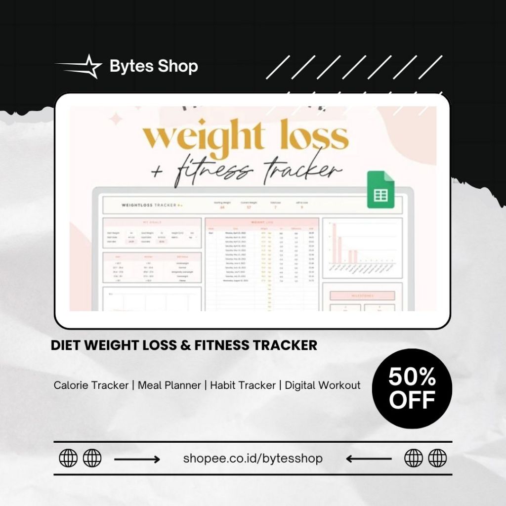 Jual Diet Weight Loss & Fitness Tracker Calorie Tracker | Meal Planner ...