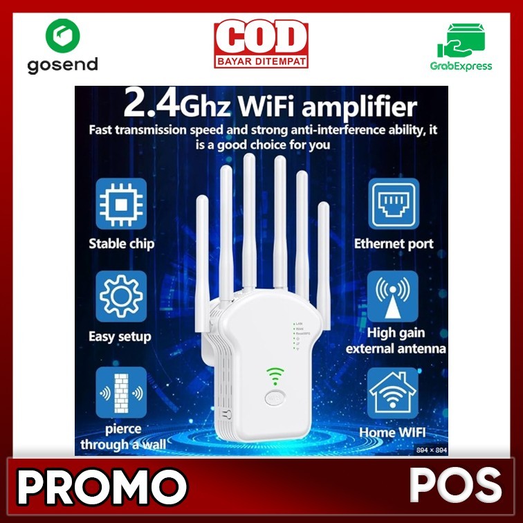 Jual Bayar Ditempat - COD Repeater Wifi 300mbps 6 Antena Router Range Extender Wireless 2.4Ghz ...