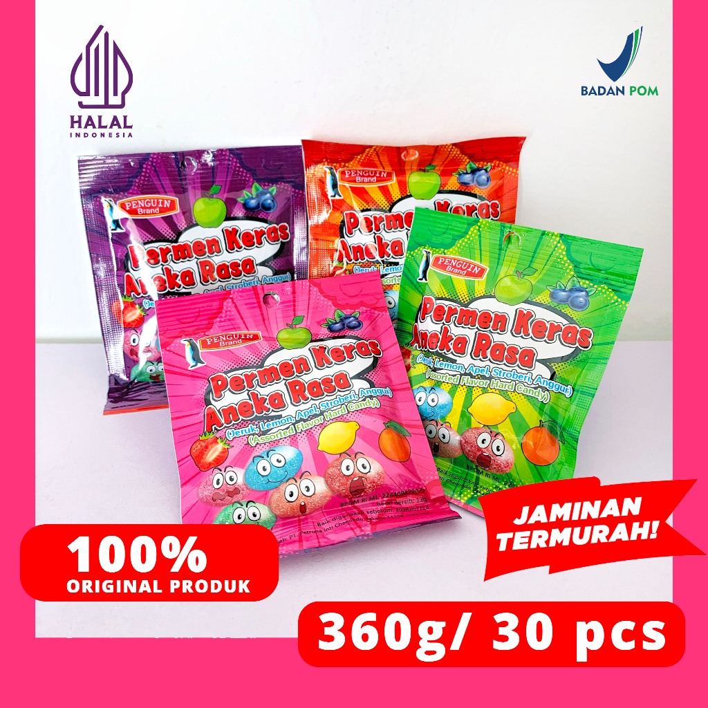 Jual PERMEN KERAS ANEKA RASA 360G ISI 30 PCS PENGUIN HALAL | Shopee ...