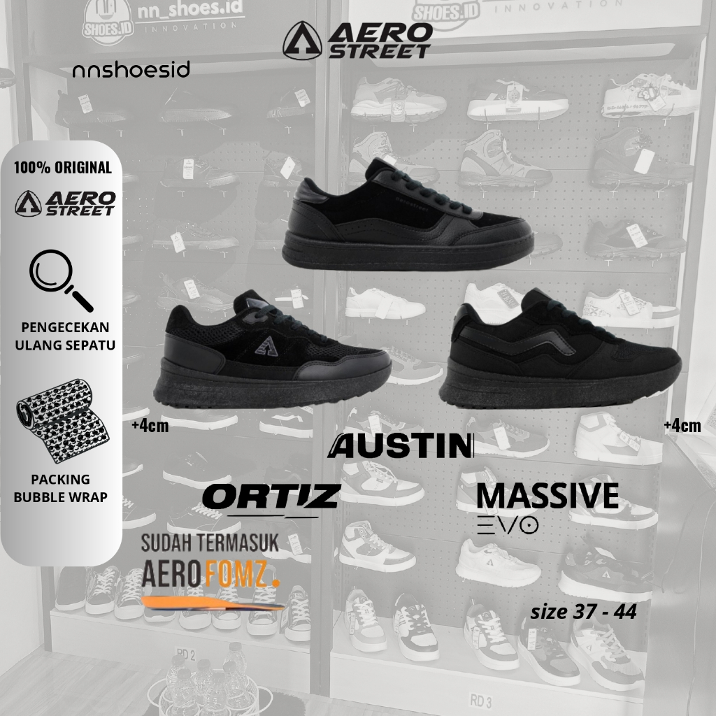 Jual Aerostreet 37-44 Austin/Massive Evo/Ortiz Hitam Hitam Hitam ...