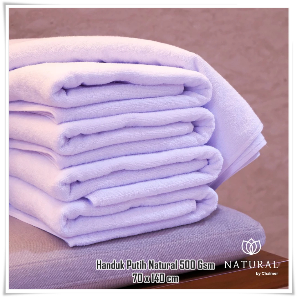 Jual Handuk Mandi Putih Natural by Chalmer 70 x 140 cm - Tebal 500gsm ...