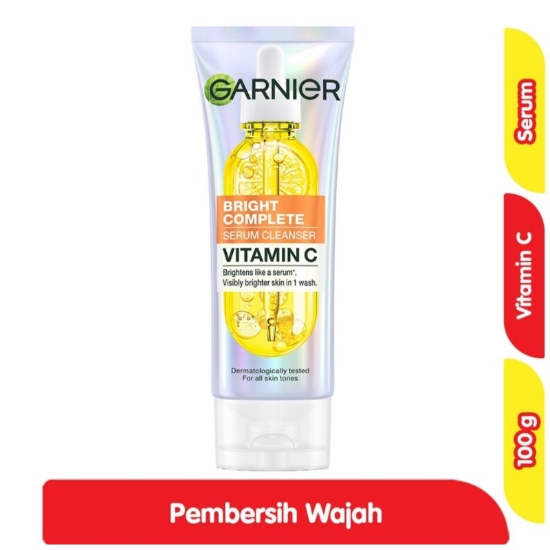 Jual Garnier Serum Cleanser Vit C 100ml Face Wash Sakura Glow Hyaluron Super Whip 100ml Bright ...