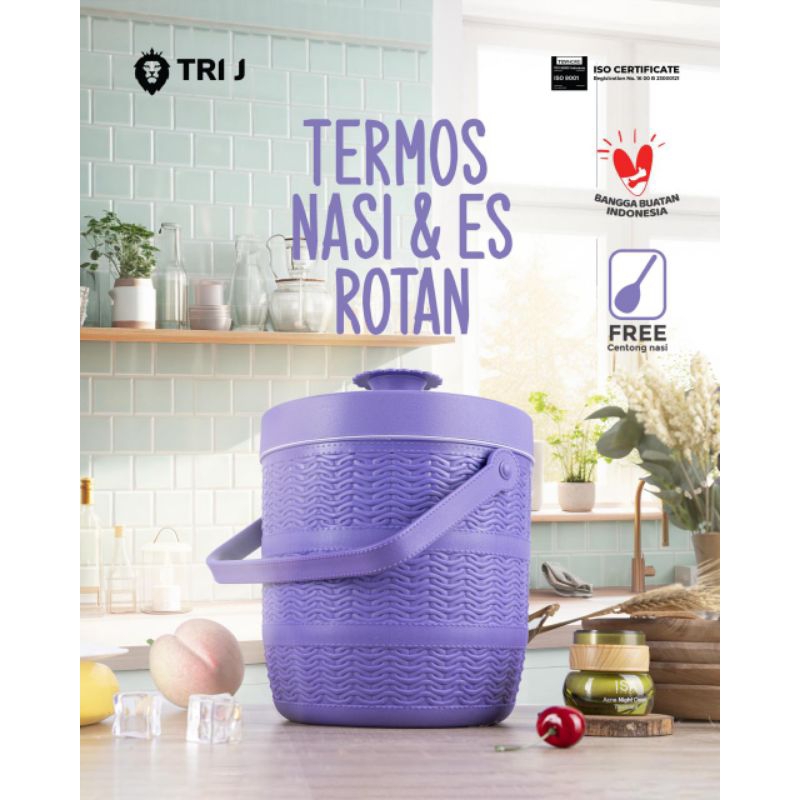 Jual TRI J - Mini Rice Bucket Motif Rotan (Termos Nasi & Es) 3,5L ...
