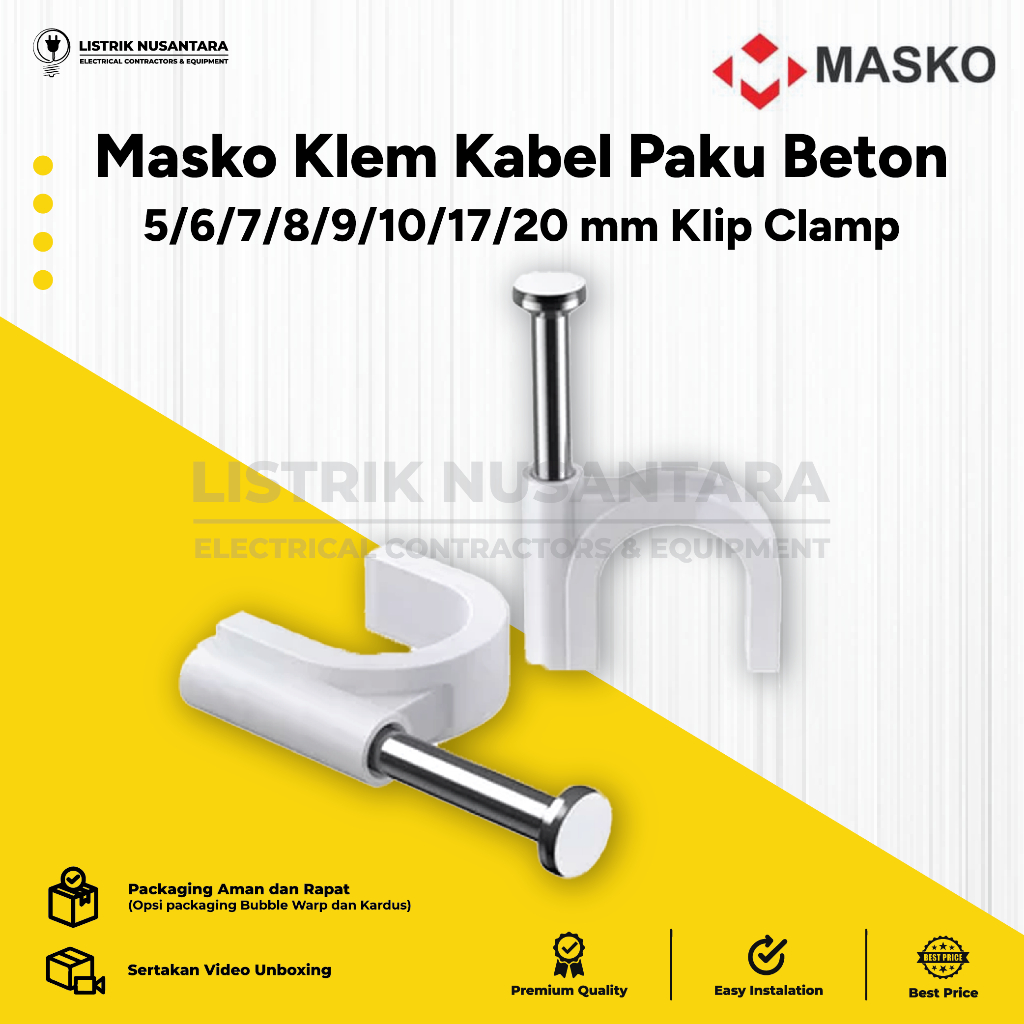 Jual Masko Klem Kabel Paku Beton 5/6/7/8/9/10/17/20 mm klip clamp Pipa ...