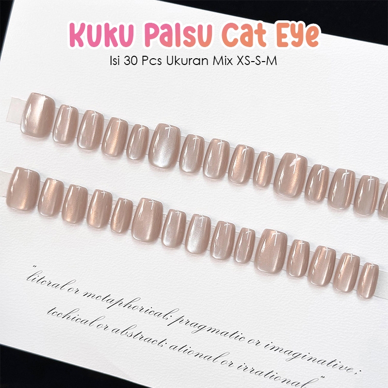 Jual [NO BOX, GRATIS LEM JELLY] PREMIUM Kuku Palsu Cat Eye, Fake Nails 30 Pcs 1 Set Ukuran ...