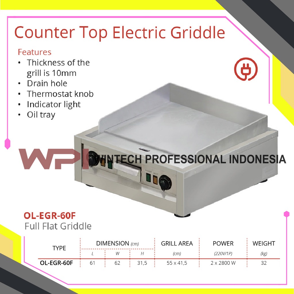 Jual Getra OL-EGR-60F Counter Top Electric Full Flat Griddle ...