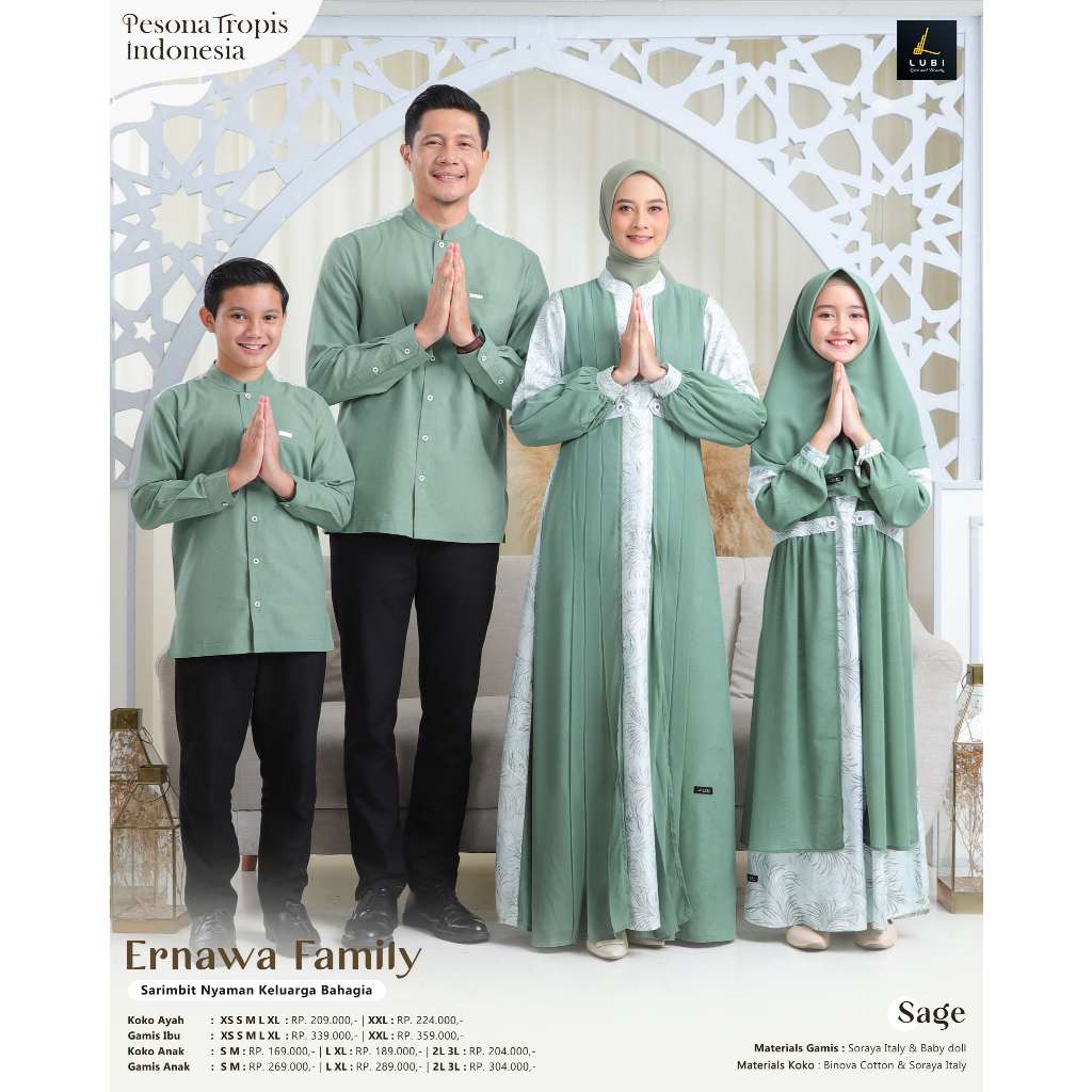 Jual Sarimbit Keluarga 2025 Terbaru LUBI ERNAWA FAMILY SAGE Sarimbit ...