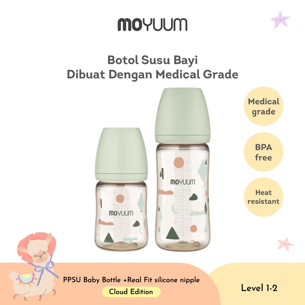 Jual Moyuum Baby Bottle Cloud - Botol Bayi PPSU BPA Free / Anti Kolik / Tahan Panas Hingga 200°C ...